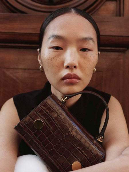 Munchkin in Embossed Croc Chocolate calfskin – RSVP Paris